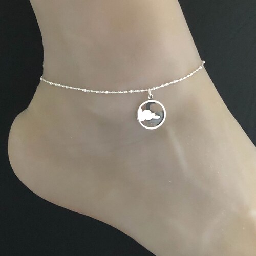 Moon Phase Anklet Sterling Silver Beaded Ankle Bracelet Moon - Etsy