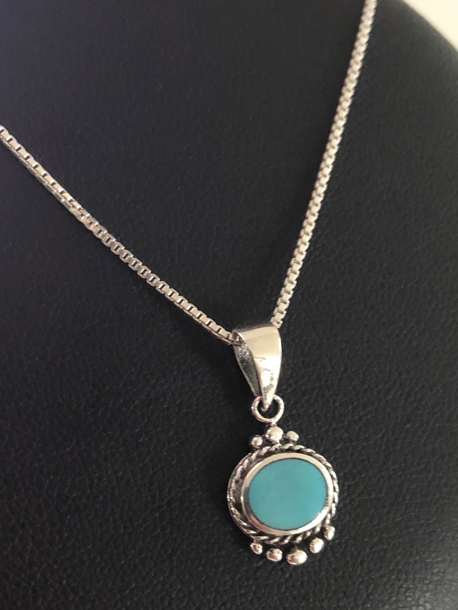 Genuine Turquoise Necklace Sterling Silver Turquoise Pendant | Etsy