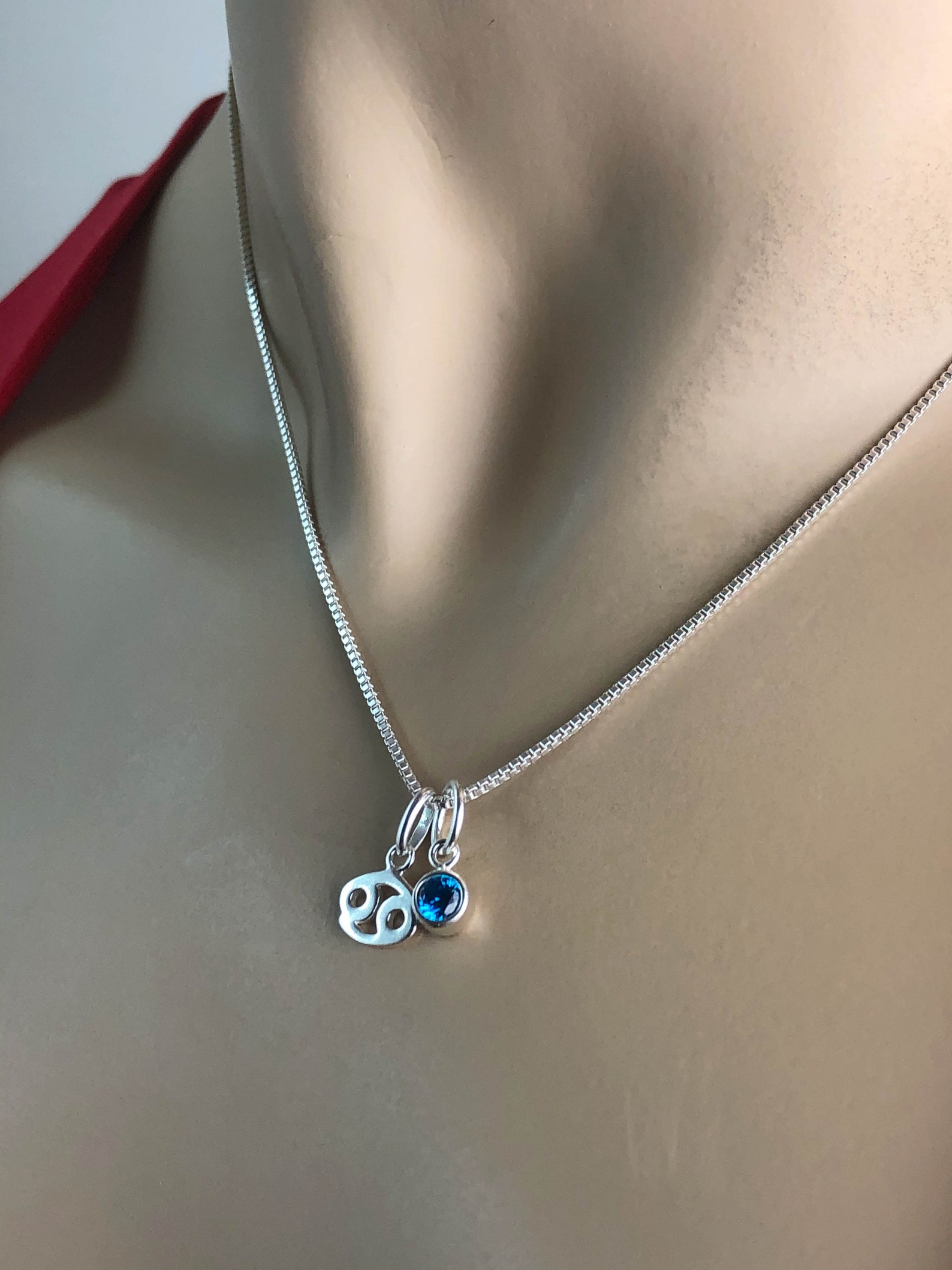 Petite Cancer Necklace, Sterling Silver Cancer Pendant, June Birthstone ...