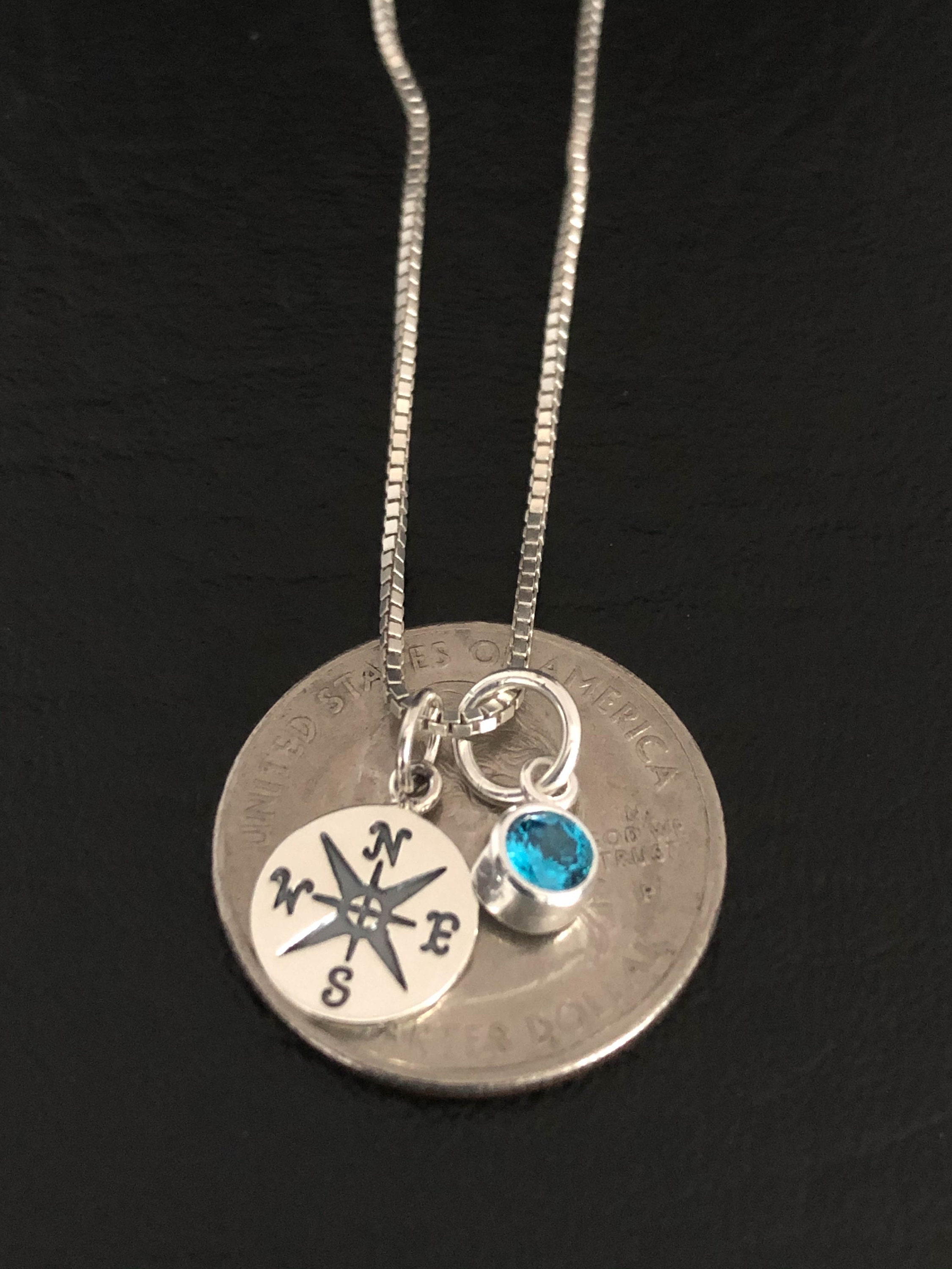 Dainty Compass Necklace Sterling Silver Compass Pendant - Etsy