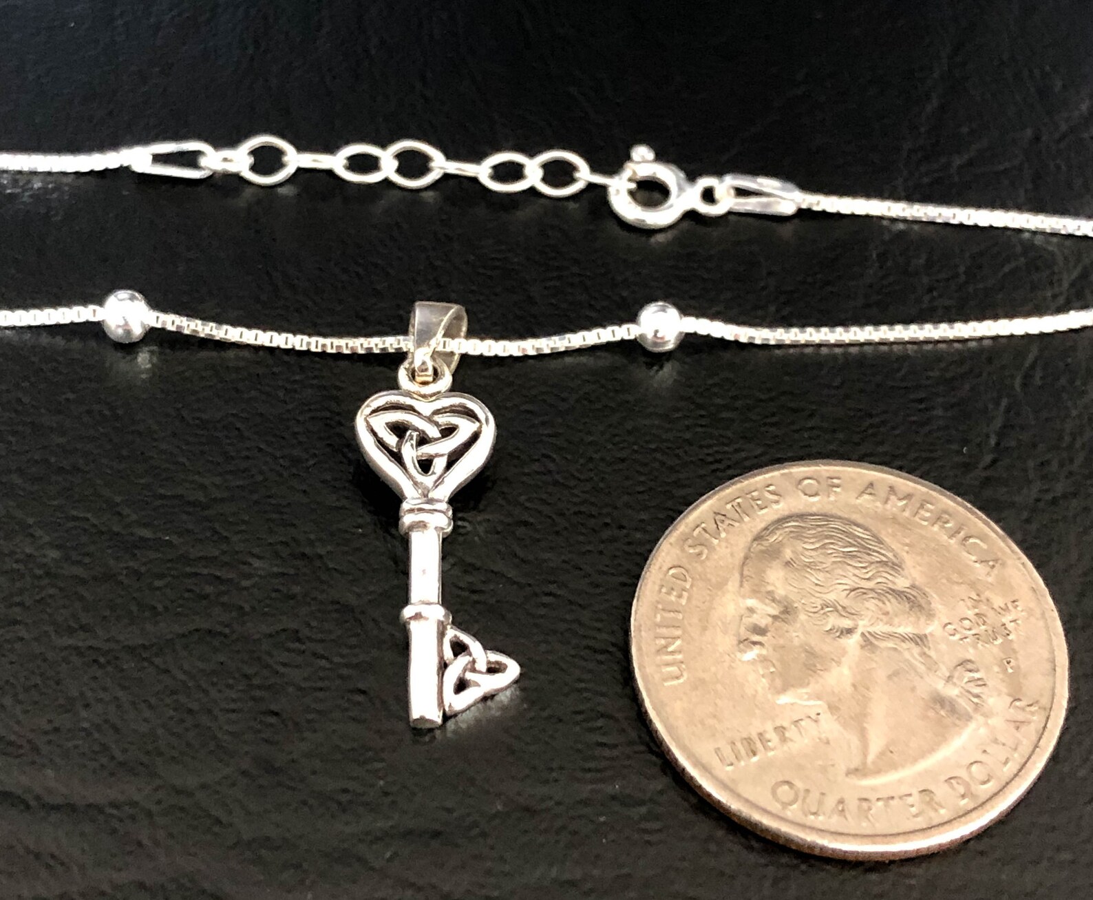 Small Key Anklet Sterling Silver Beaded Ankle Bracelet Good | Etsy