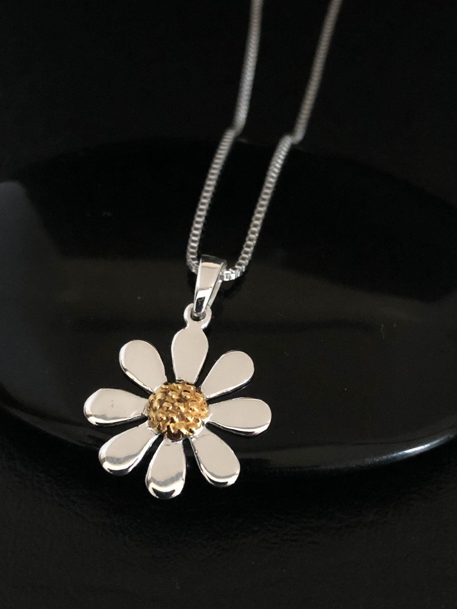 Dainty Daisy Necklace, Sterling Silver Daisy Pendant, Daisy Charm ...