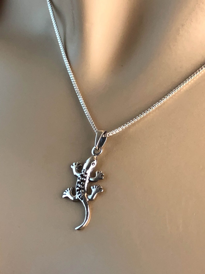 Lizard Necklace, Sterling Silver Lizard Pendant, Lizard Charm Jewelry ...