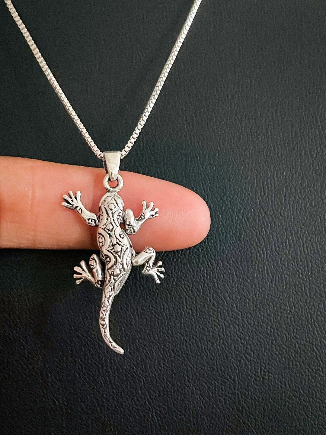 Lizard Necklace, Sterling Silver Lizard Pendant, Lizard Charm Jewelry ...