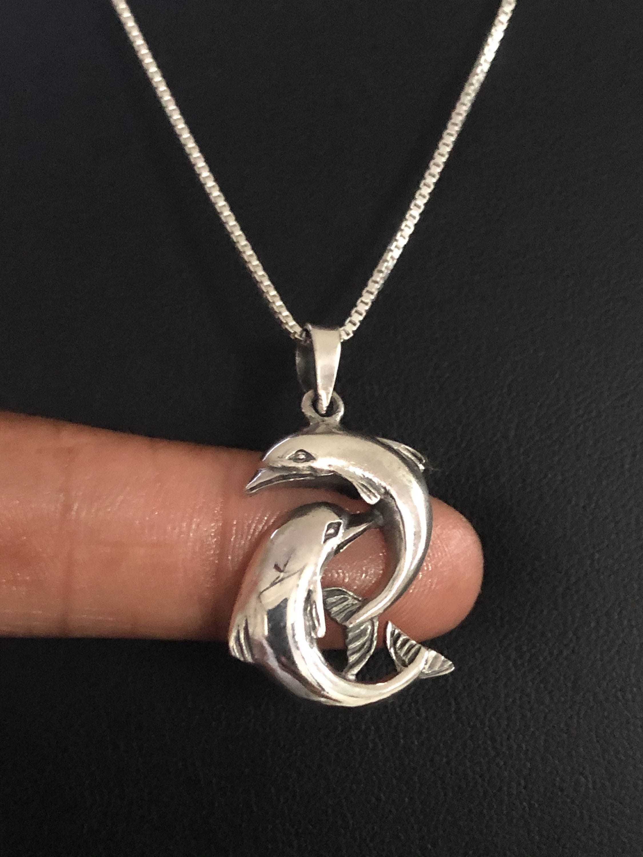 Loving Dolphin Necklace Sterling Silver Dolphin Pendant Good - Etsy