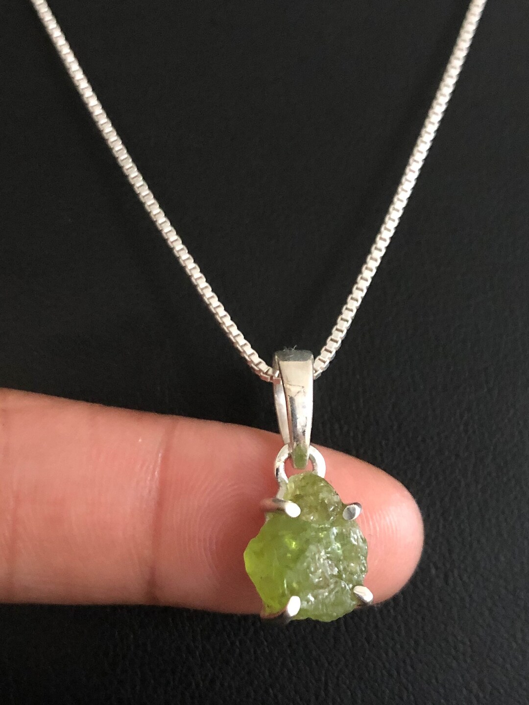 Genuine Raw Peridot Necklace, Sterling Silver Peridot Pendant, August ...