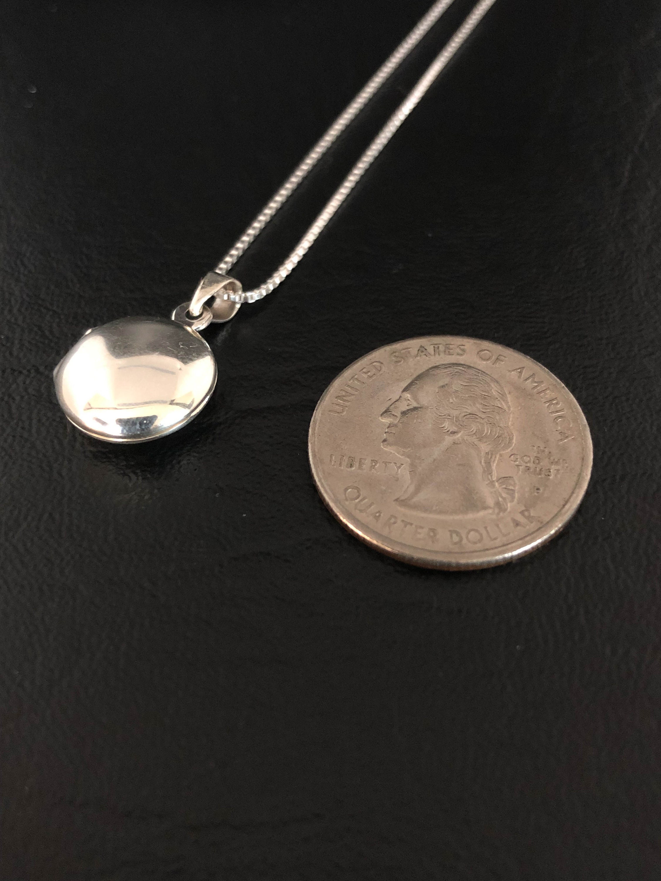 Small Round Locket Necklace Sterling Silver Locket Pendant | Etsy