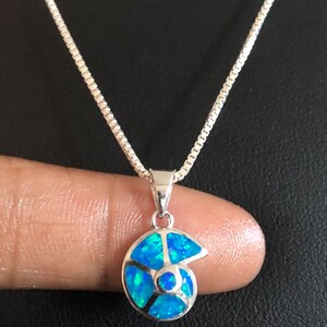Opal Necklace, Snail Shell Necklace, Blue Opal Necklace, Opal Jewelry ...