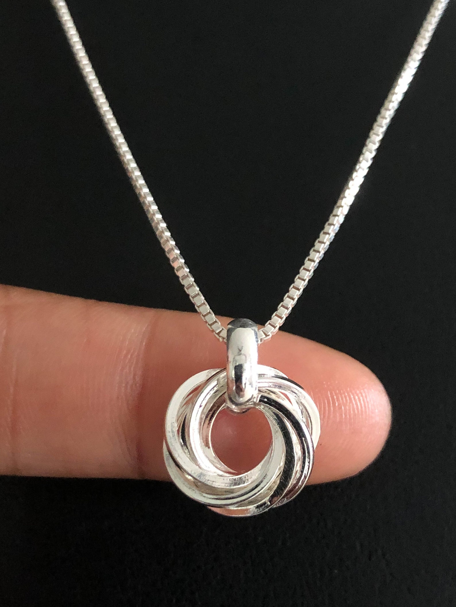 7 Circles Necklace Sterling Silver 7 Rings Necklace 70th | Etsy