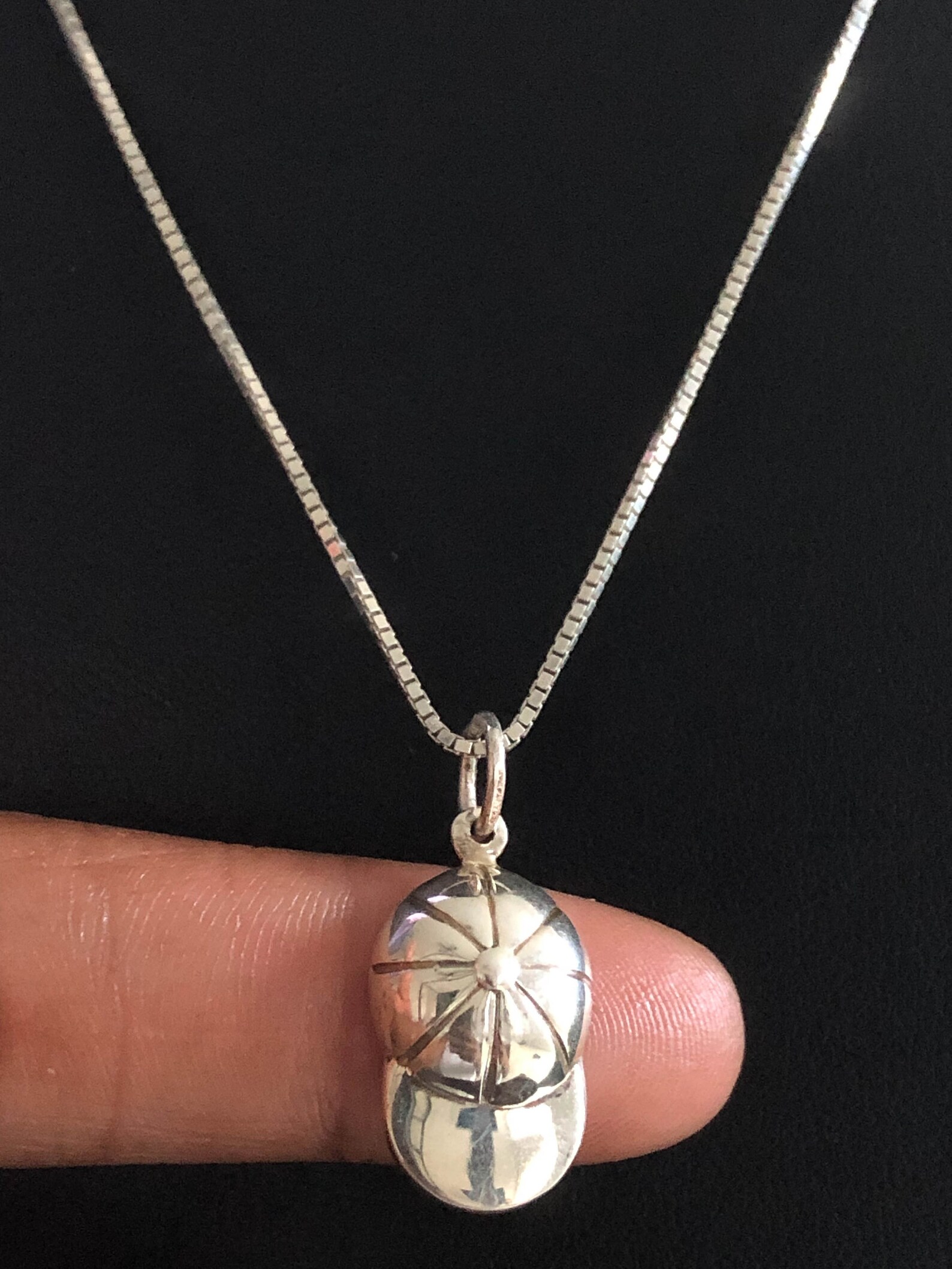 Baseball Cap Necklace Sterling Silver Baseball Cap Pendant - Etsy