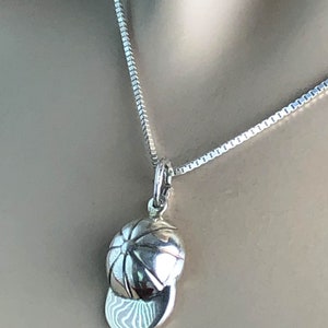 Baseball Cap Necklace, Sterling Silver Baseball Cap Pendant, Baseball ...