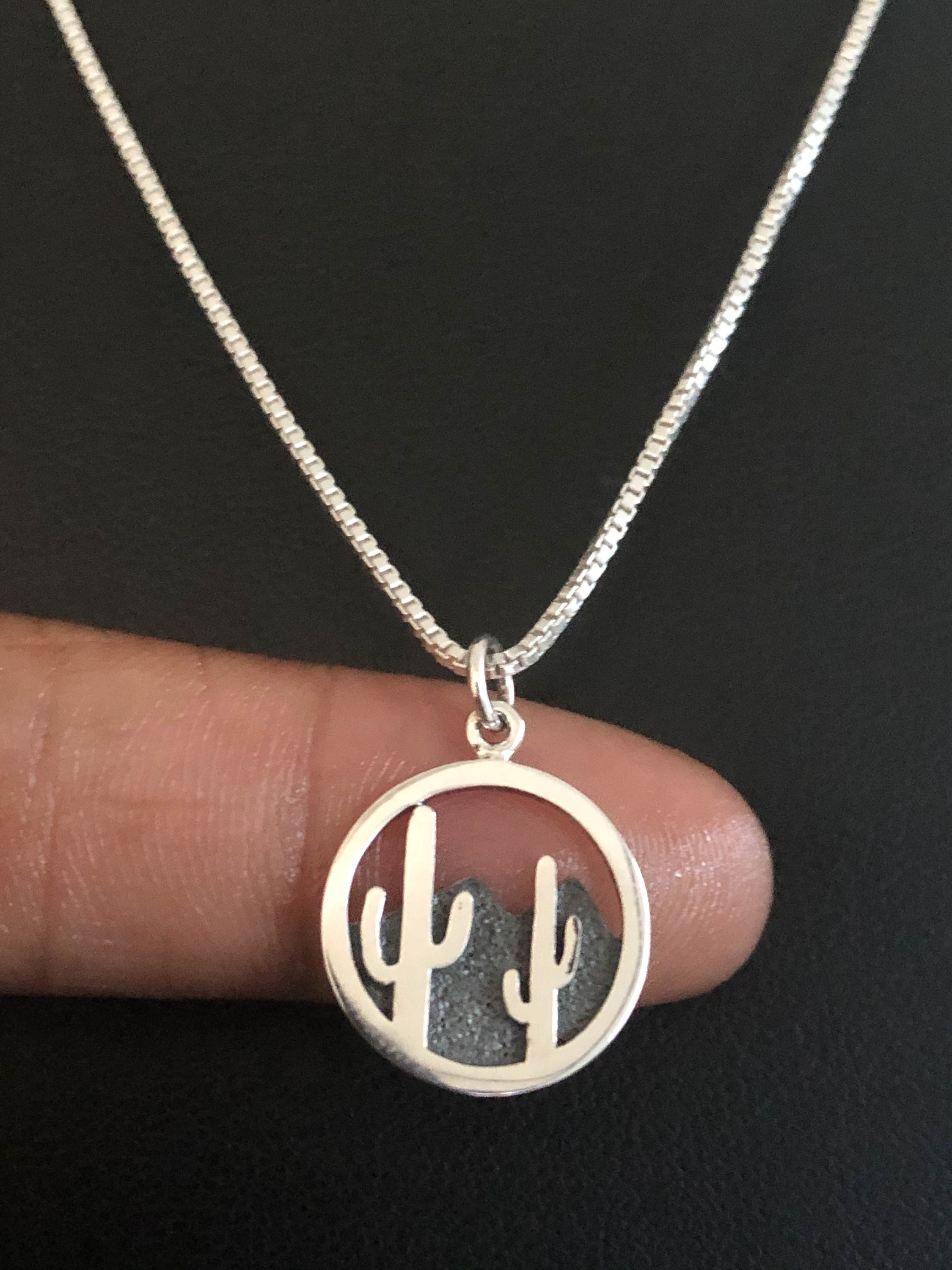 Cactus Necklace, Sterling Silver Cactus Pendant, Wild Forest Plant ...