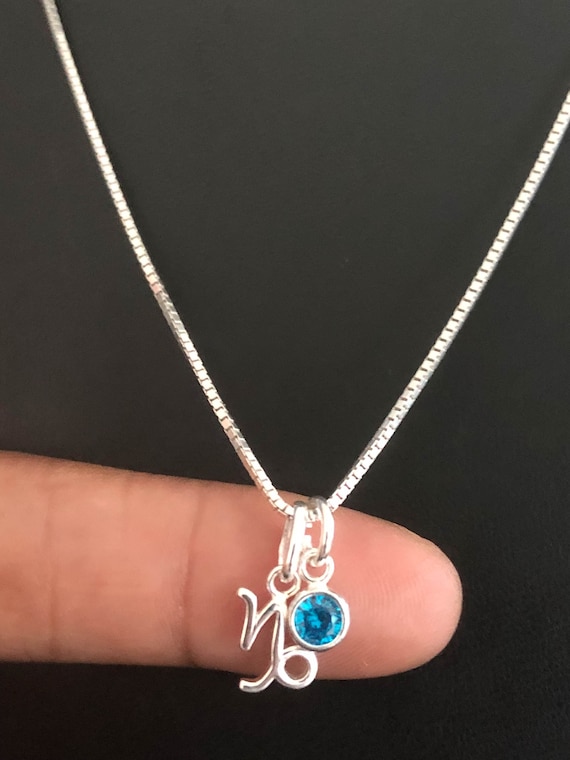 Capricorn Necklace Sterling Silver Capricorn Pendant December Birthstone Necklace January Birthstone Necklace Capricorn Symbol Necklace Etsy UK