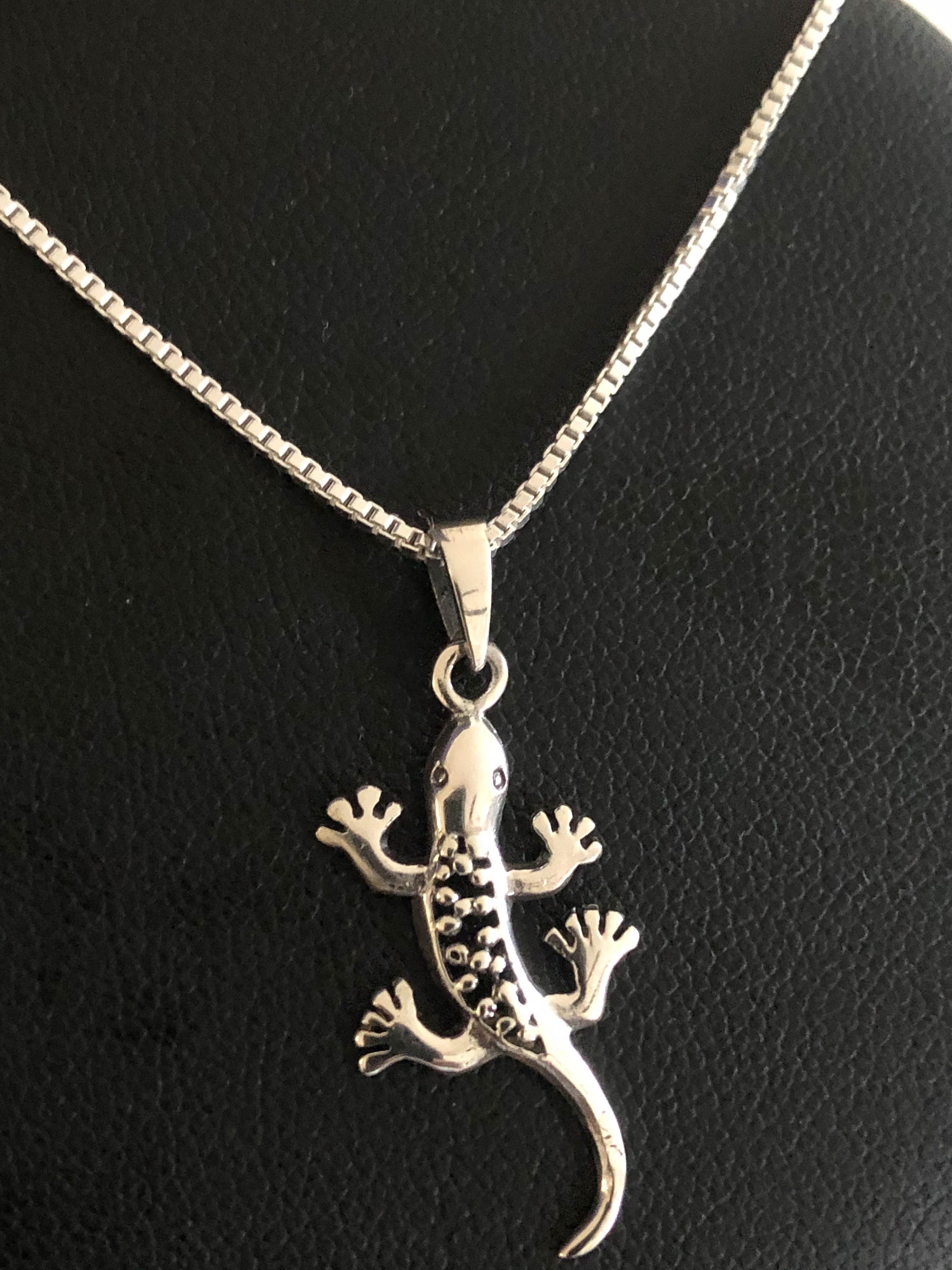 Lizard Necklace, Sterling Silver Lizard Pendant, Lizard Charm Jewelry ...