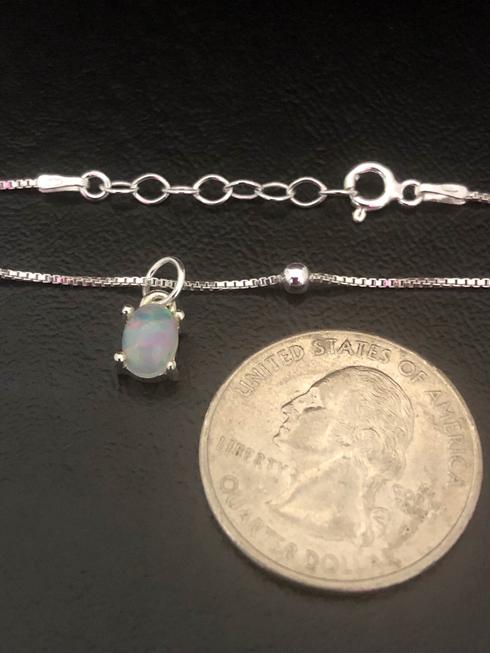 Genuine Ethiopian Opal Anklet, Sterling Silver Beaded Anklet Bracelet ...