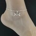 Triple Crescent Moon Anklet, Sterling Silver Beaded Ankle Bracelet, Pentacle Moon Charm Anklet ...