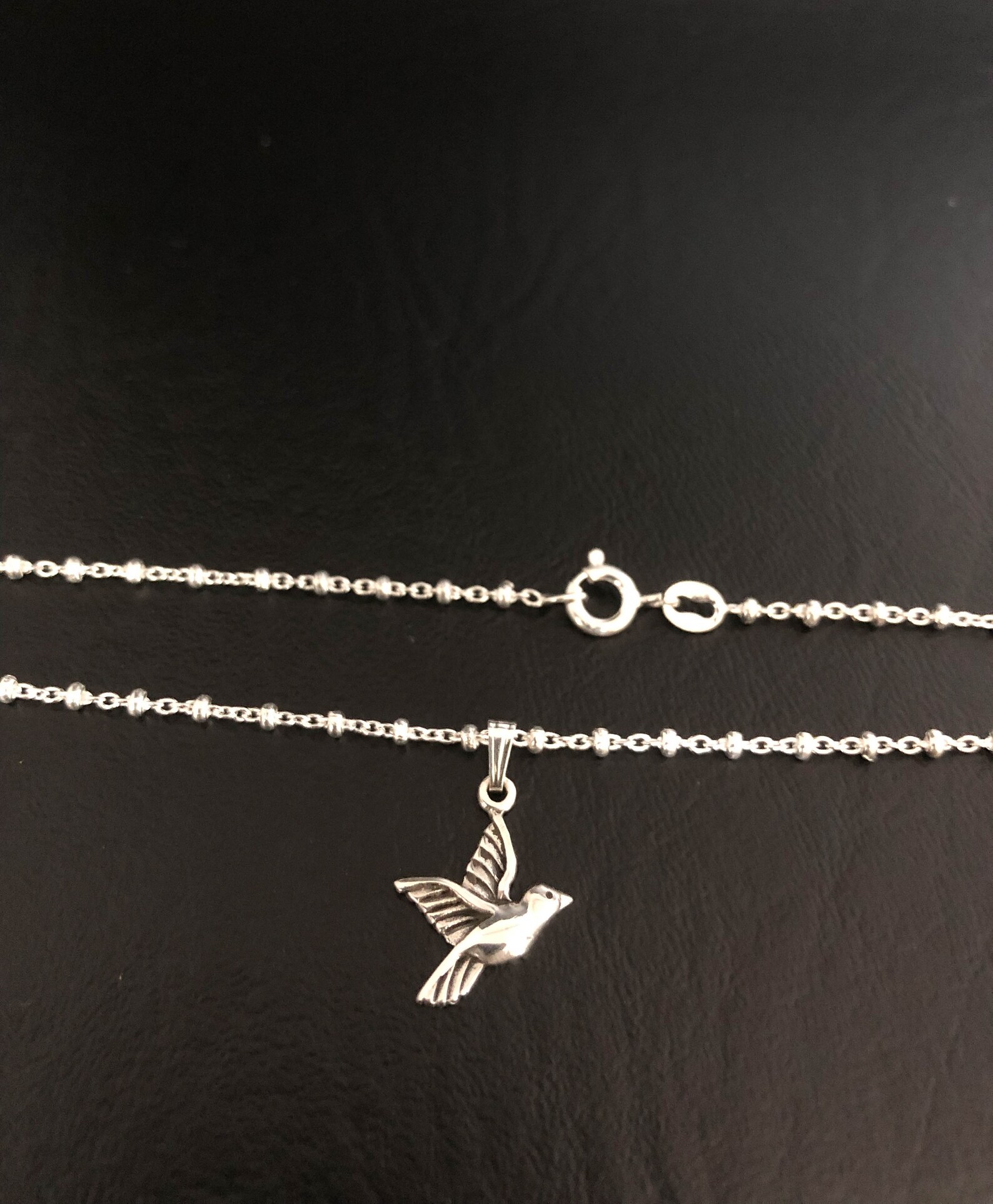 Hummingbird Anklet, Sterling Silver Beaded Ankle Bracelet, Hummingbird ...