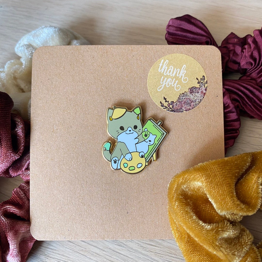 Artist Cat Art Painting Kitty Emaille Enamel Pin - Etsy