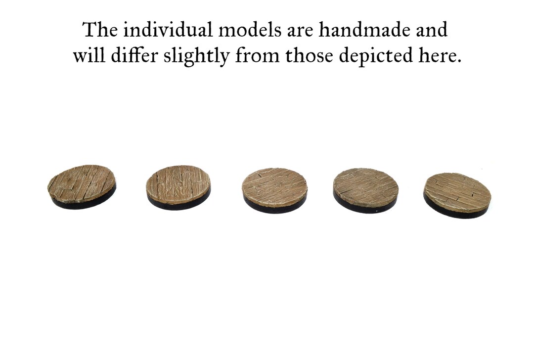 25 Mm Round Wooden Bases - 5 Unique, Hand Made Miniature Bases for 28 ...