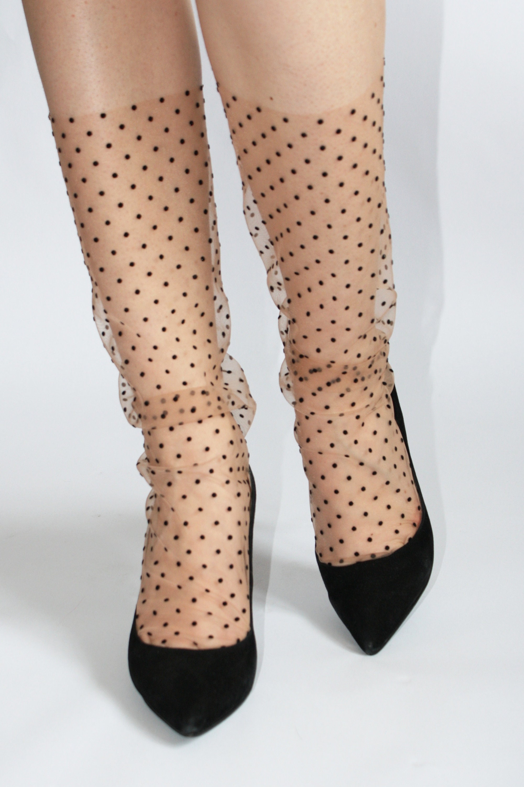 Beige Mesh SocksBeige polka dot tulle socksBeige Sheer | Etsy