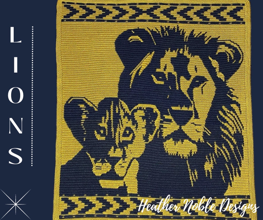 Lions, Mosaic Crochet Blanket Pattern, Animal Blanket Crochet Pattern ...