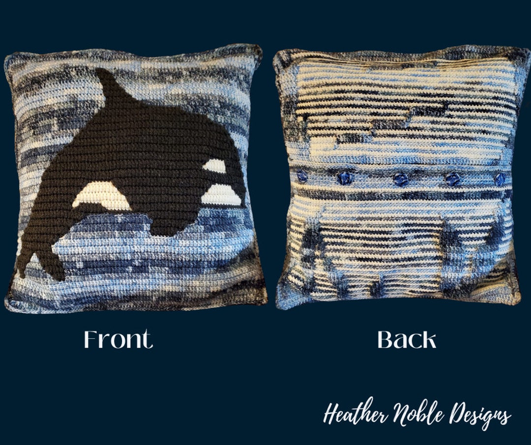 Orca Pillow, Mosaic Crochet Pillow Pattern, Mosaic Crochet Animal ...