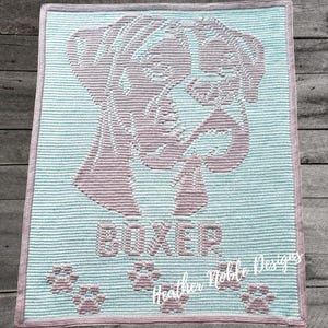 Boxer, Mosaic Crochet Blanket Pattern, Mosaic Crochet Dog Pattern ...