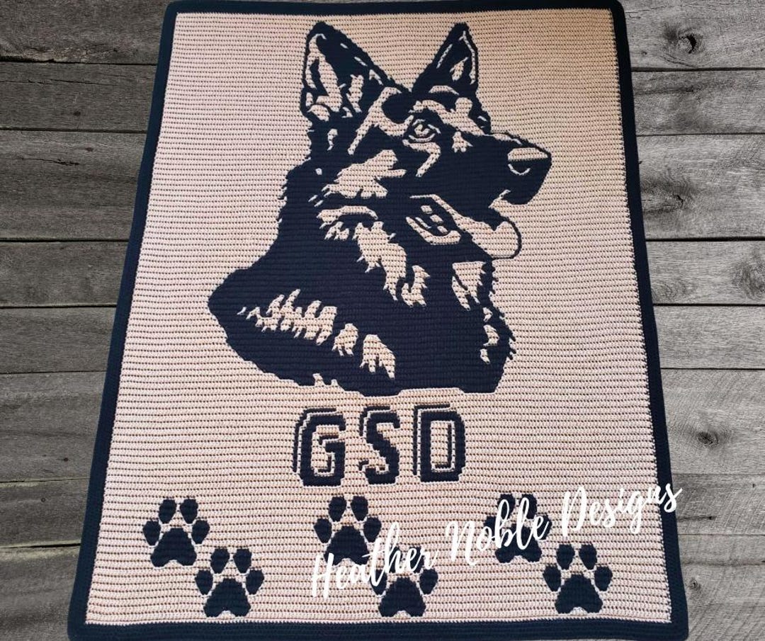 German Shepherd, Mosaic Crochet Blanket Pattern, Mosaic Crochet Dog ...