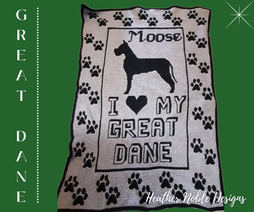 Great Dane, Mosaic Crochet Blanket Pattern, Mosaic Overlay Crochet, Dog ...