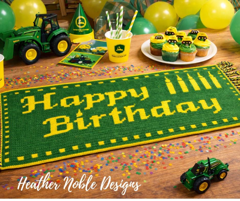 Happy Birthday Table Runner, Mosaic Crochet Pattern (PDF Pattern-charts ...