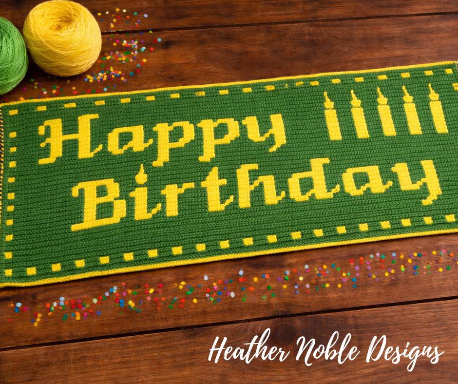 Happy Birthday Table Runner, Mosaic Crochet Pattern (PDF Pattern-charts ...