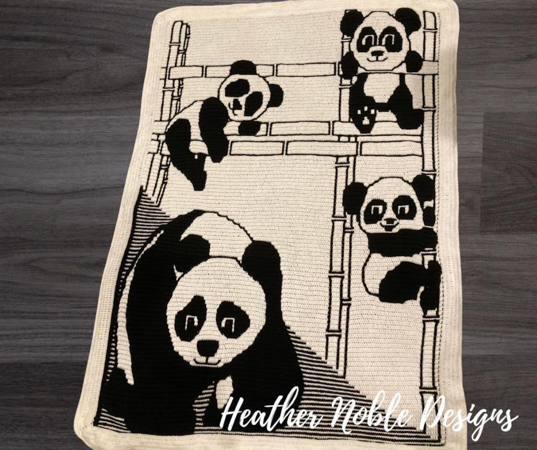 Panda Blanket 2, Mosaic Crochet Blanket Pattern, Mosaic Crochet Animal ...