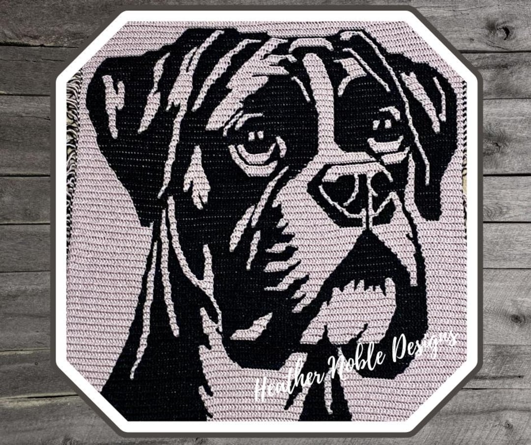 Boxer, Mosaic Crochet Blanket Pattern, Mosaic Crochet Dog Pattern ...