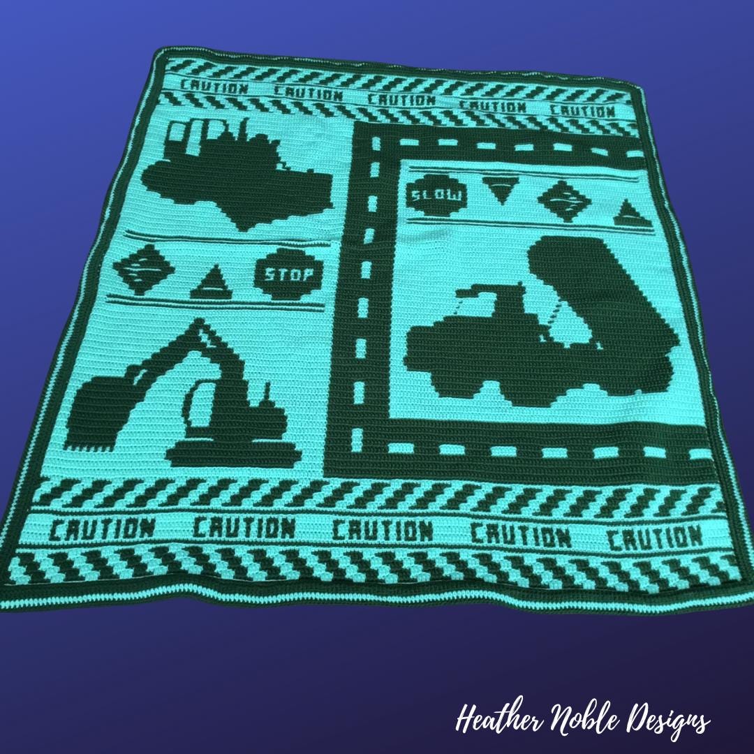 Construction Vehicles Blanket - Mosaic Crochet Pattern (PDF Pattern) - Etsy