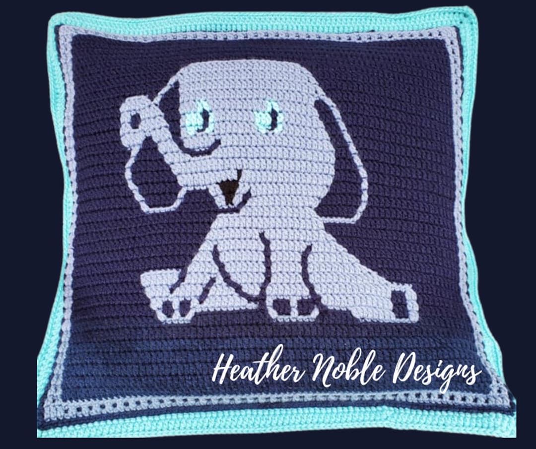 Elephant Pillow, Mosaic Crochet Pillow Pattern, Mosaic Crochet Animal ...