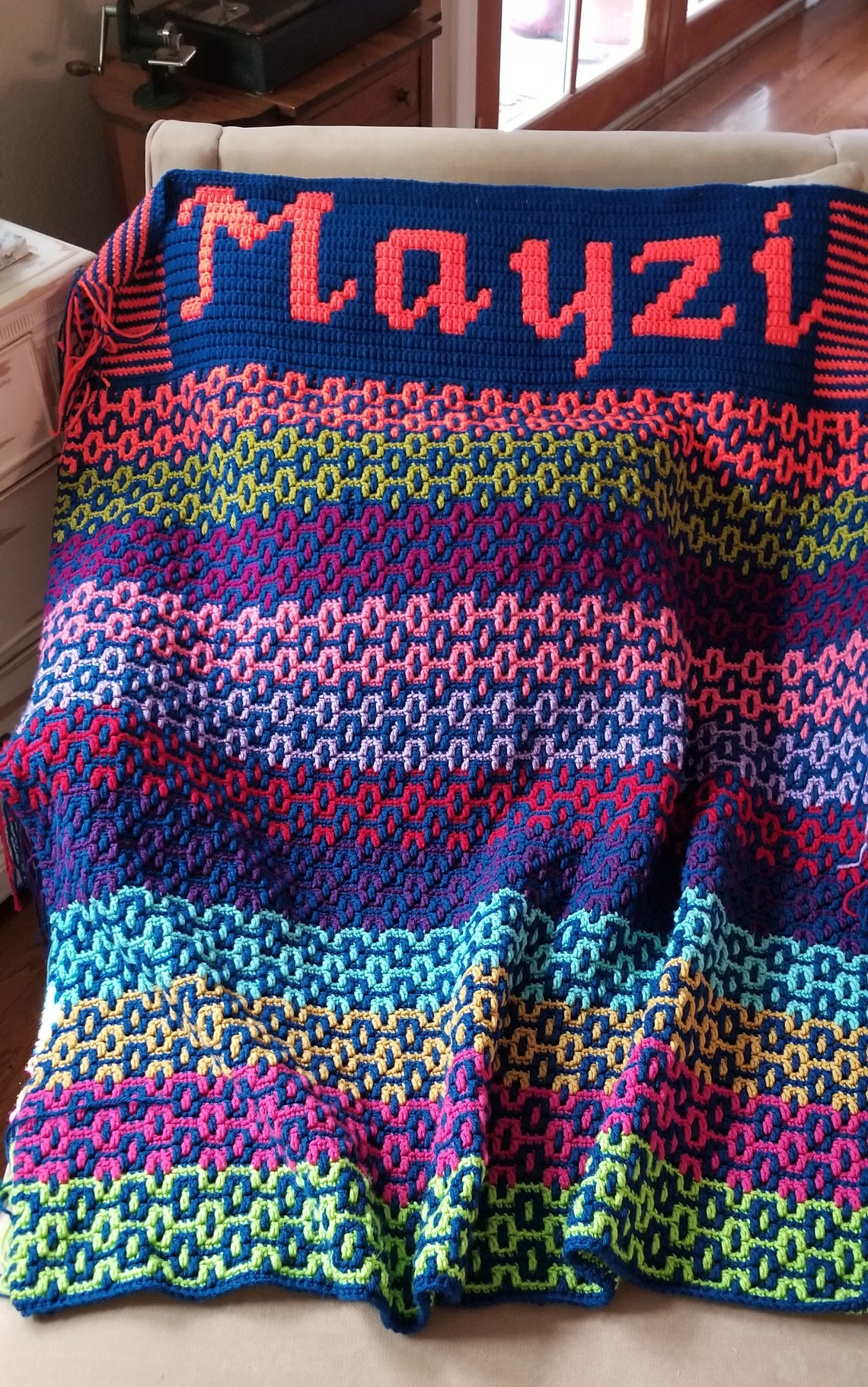 Mosaic Crochet Alphabet-d'nealian Font - Etsy