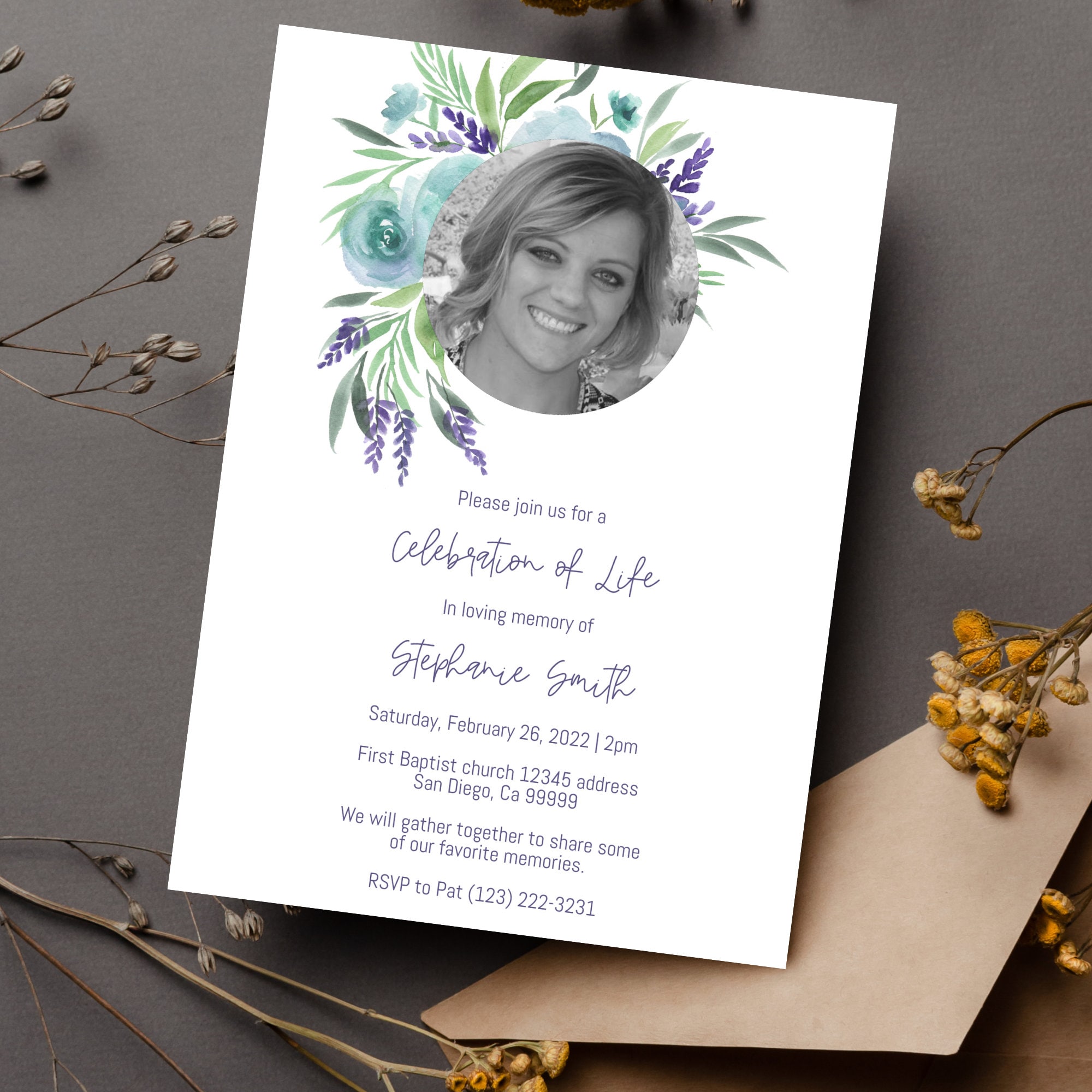Funeral Invitation, Celebration of Life, Funeral Template, Funeral ...