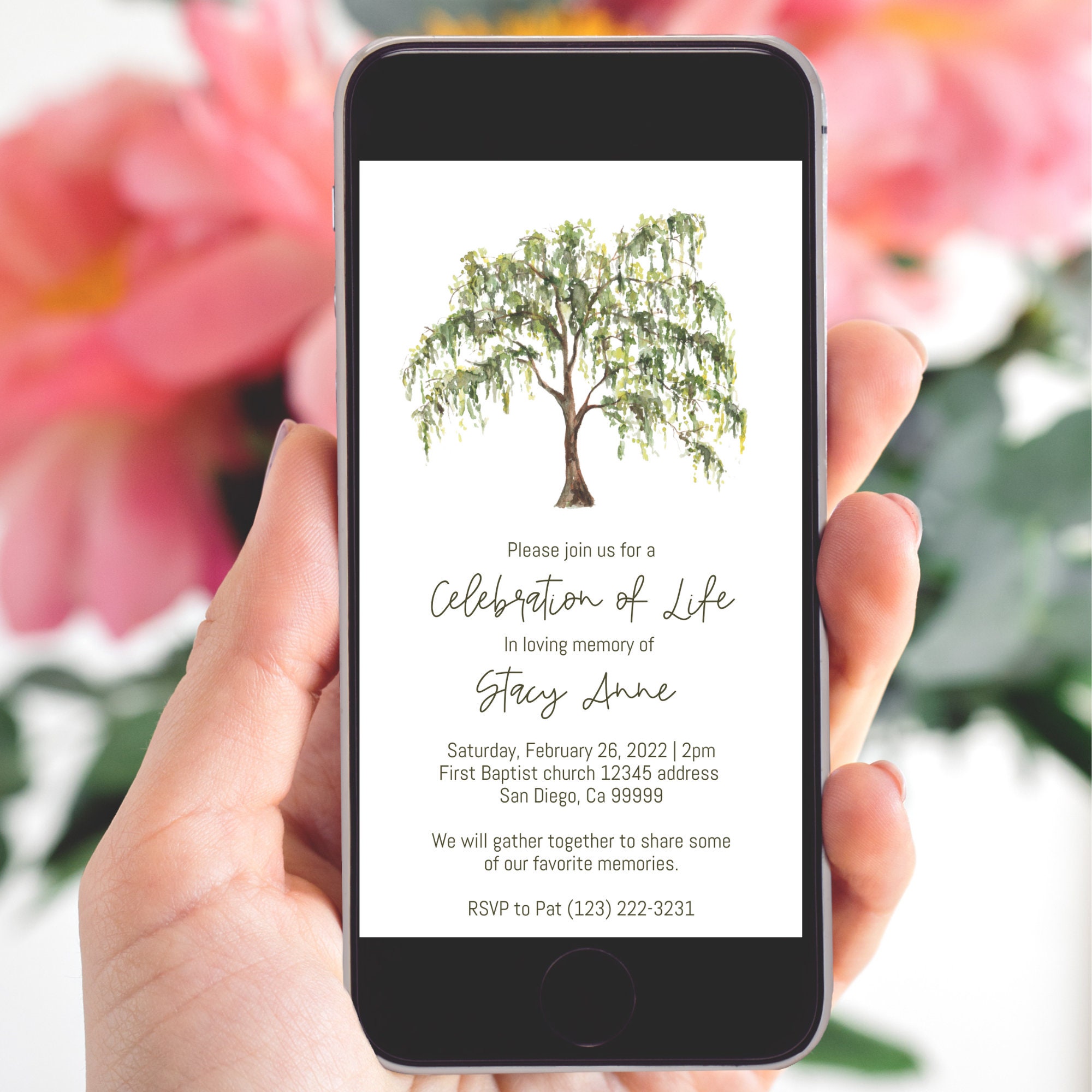 Mobile Funeral Evite, Celebration of Life, Funeral Template, Funeral ...