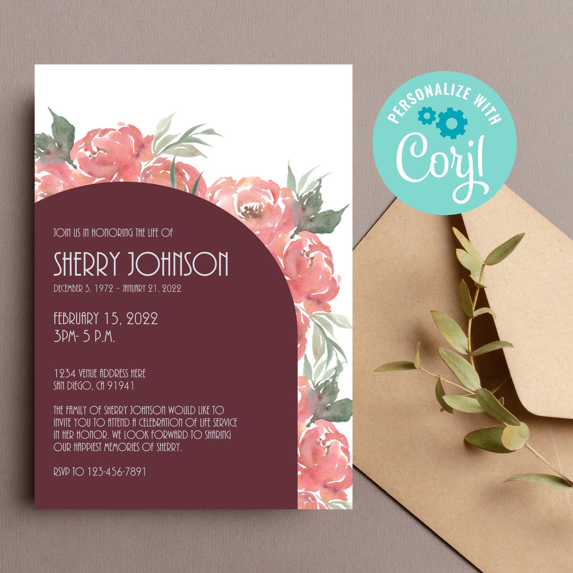 Funeral Invitation, Celebration of Life, Funeral Template, Funeral ...