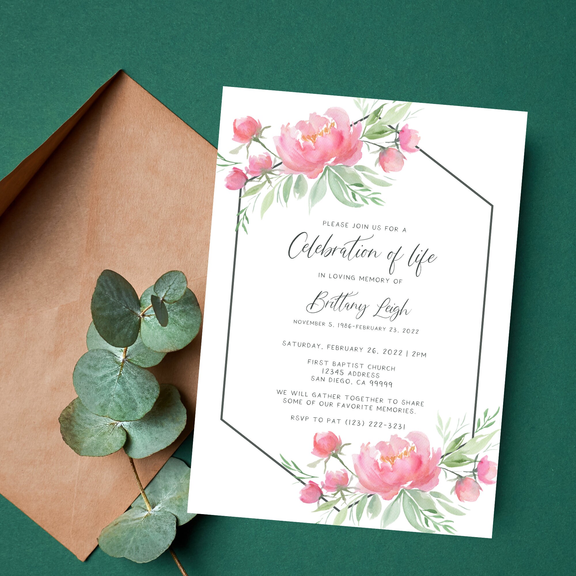 Funeral Invitation, Celebration of Life, Funeral Template, Funeral ...