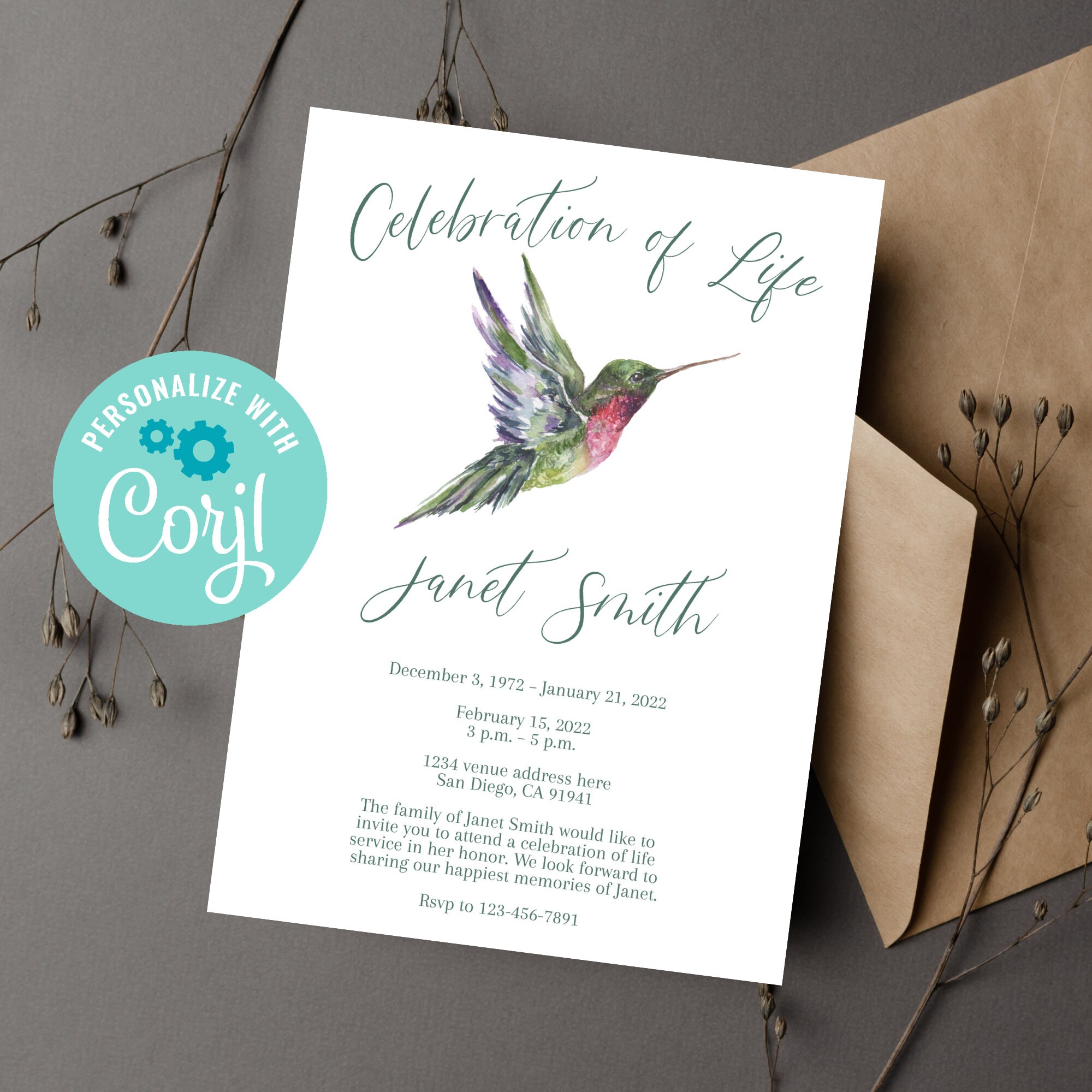 Funeral Invitation Celebration of Life Funeral Template - Etsy