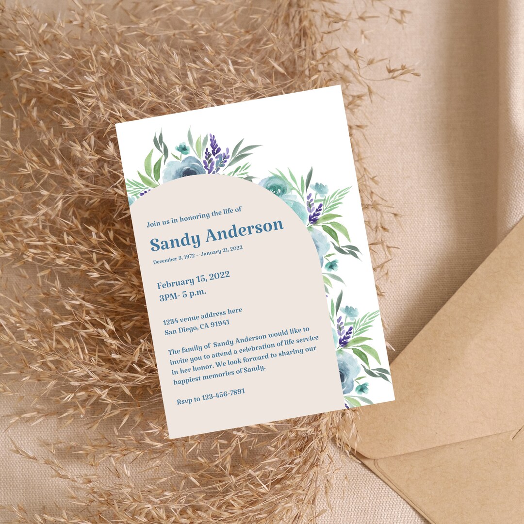 Funeral Invitation, Celebration of Life, Funeral Template, Funeral ...