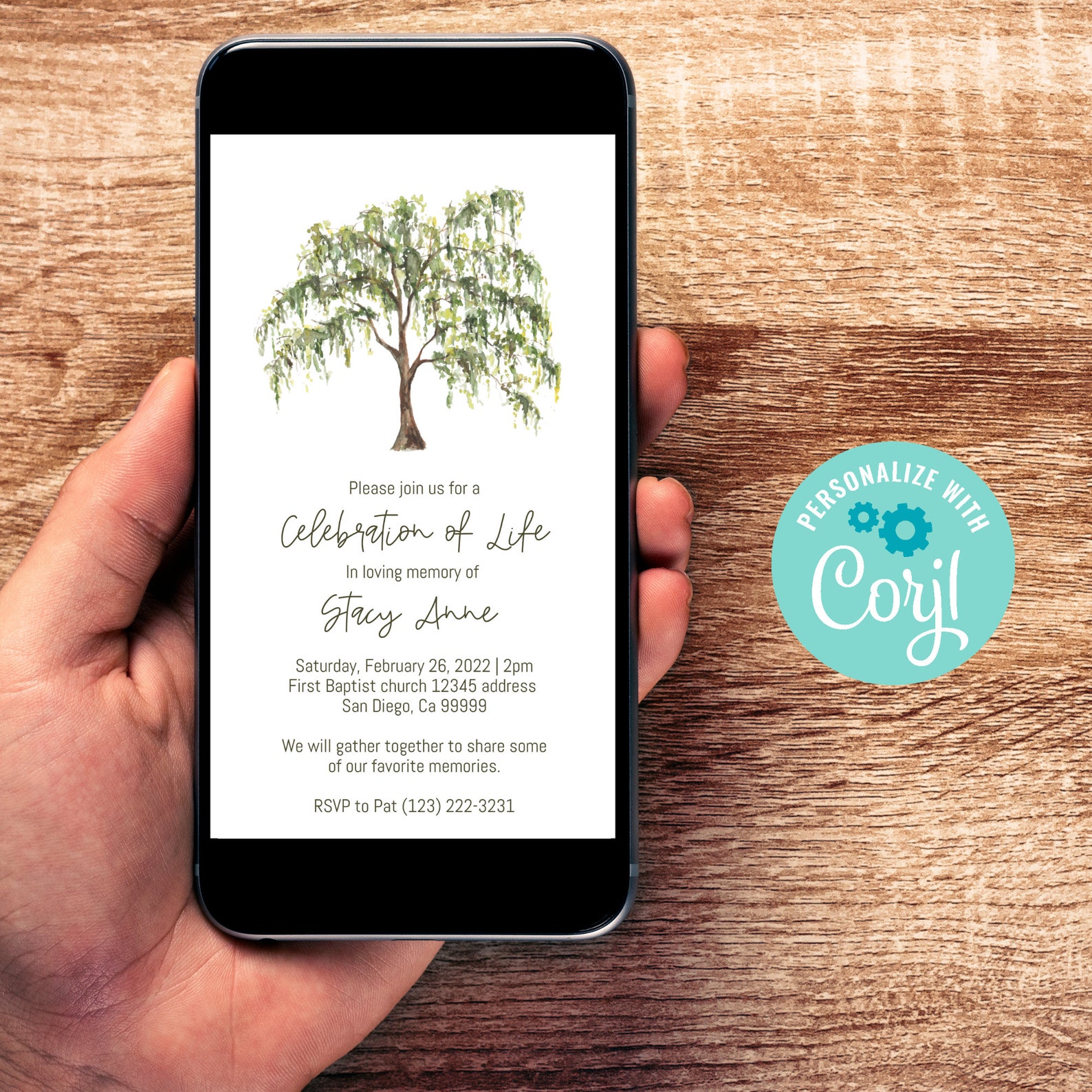 Mobile Funeral Evite, Celebration of Life, Funeral Template, Funeral ...