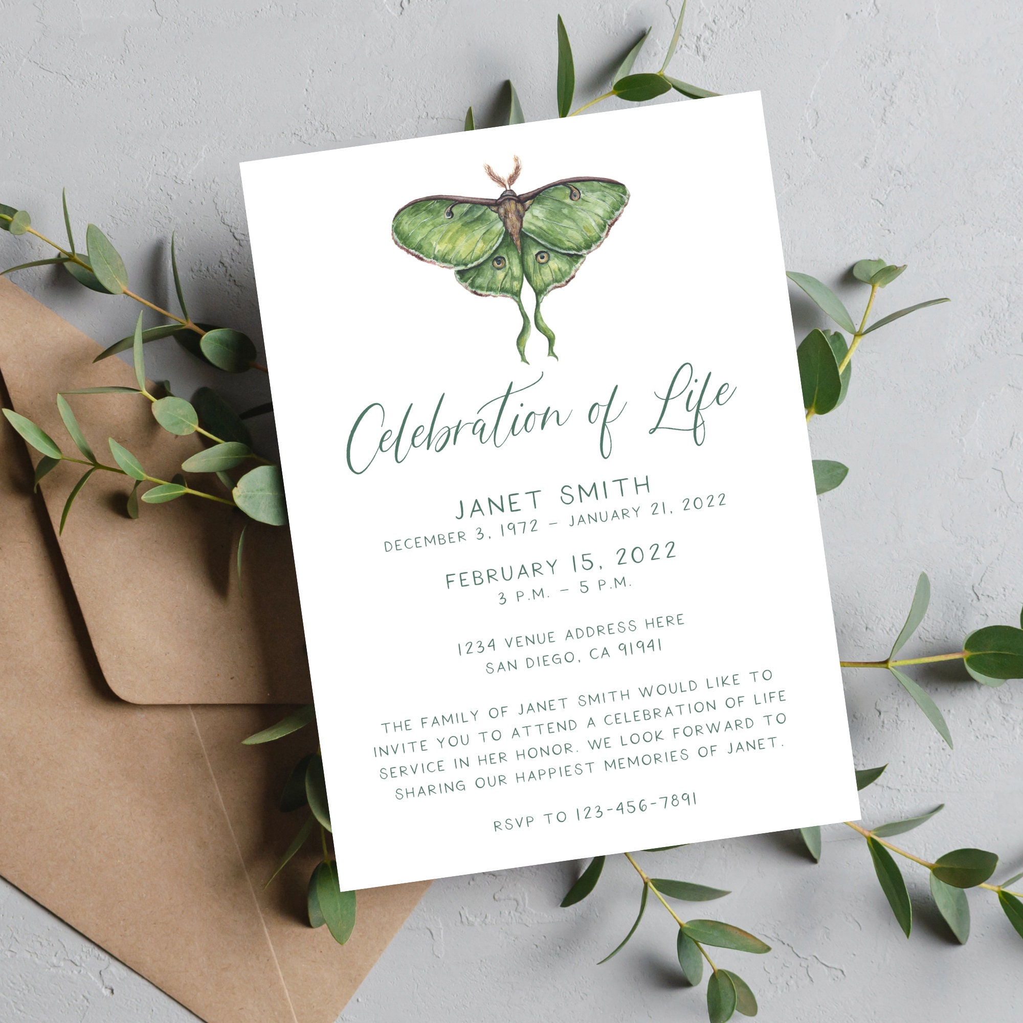Funeral Invitation, Celebration of Life, Funeral Template, Funeral ...