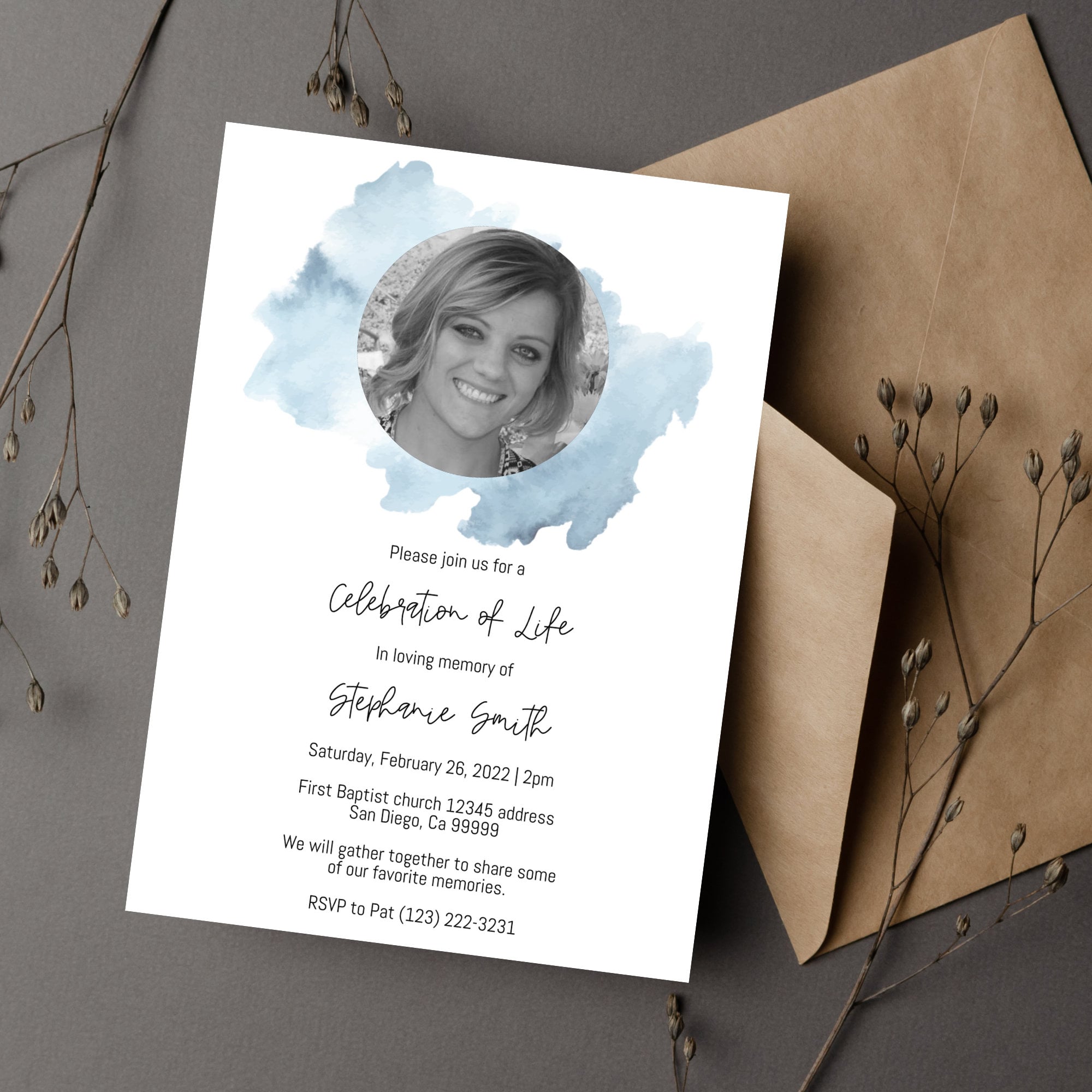 Funeral Invitation, Celebration of Life, Funeral Template, Funeral ...