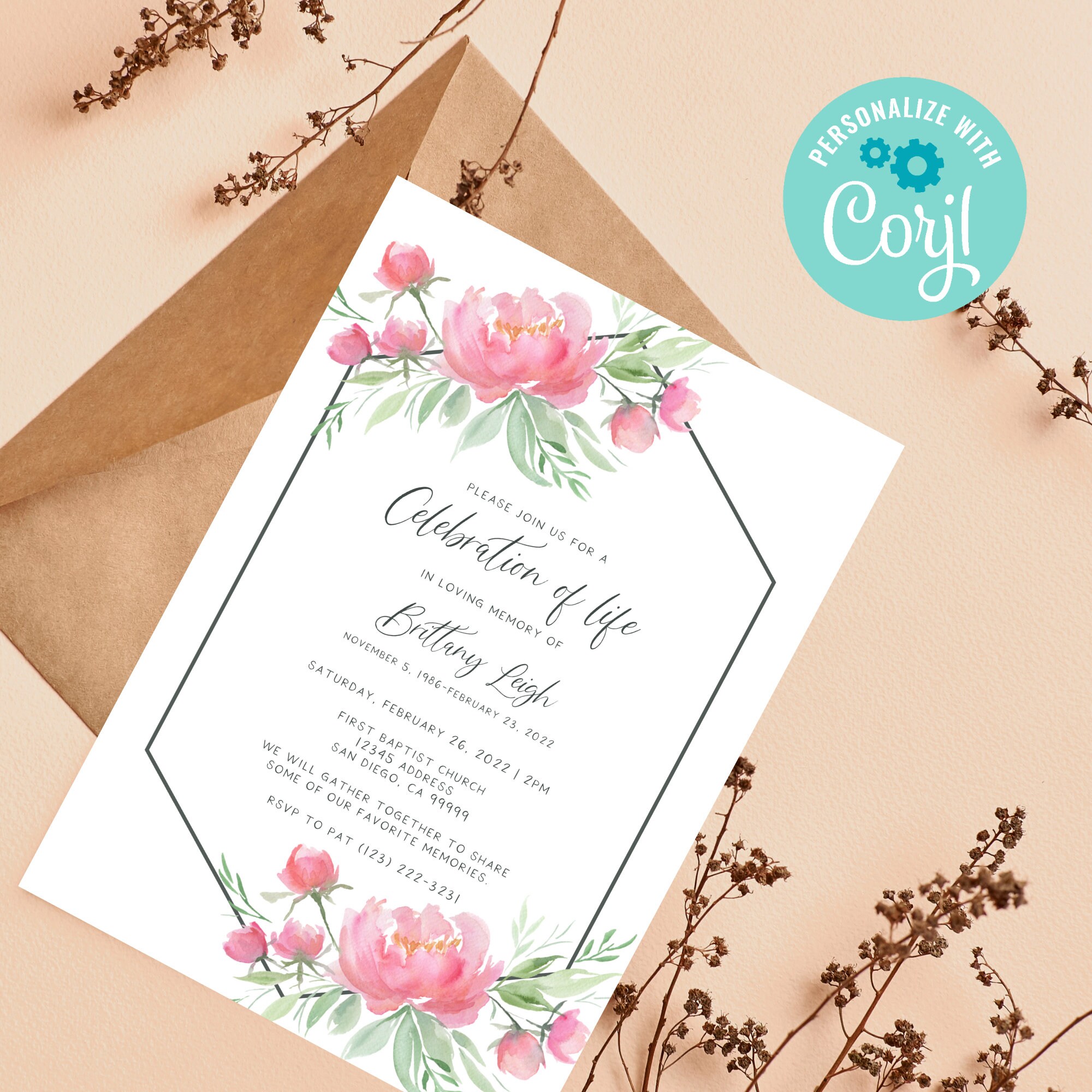 Funeral Invitation, Celebration of Life, Funeral Template, Funeral ...