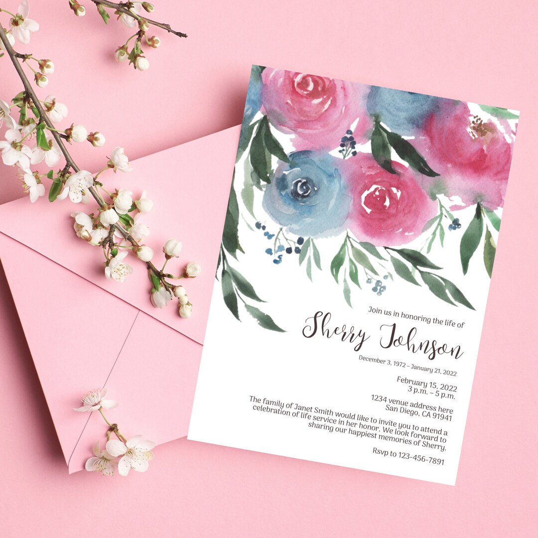 Funeral Invitation, Celebration of Life, Funeral Template, Funeral ...