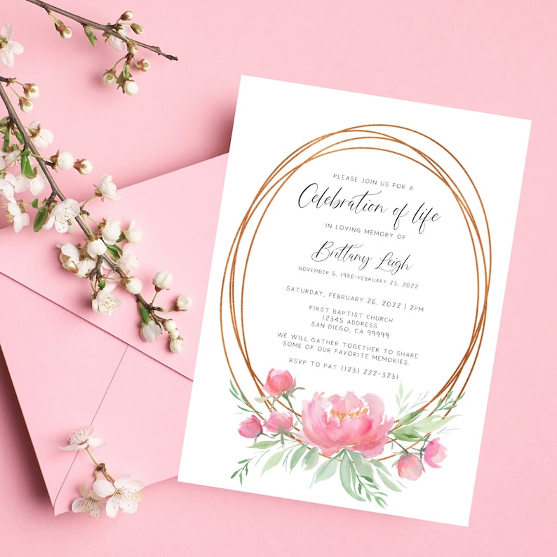 Funeral Invitation, Celebration of Life, Funeral Template, Funeral ...