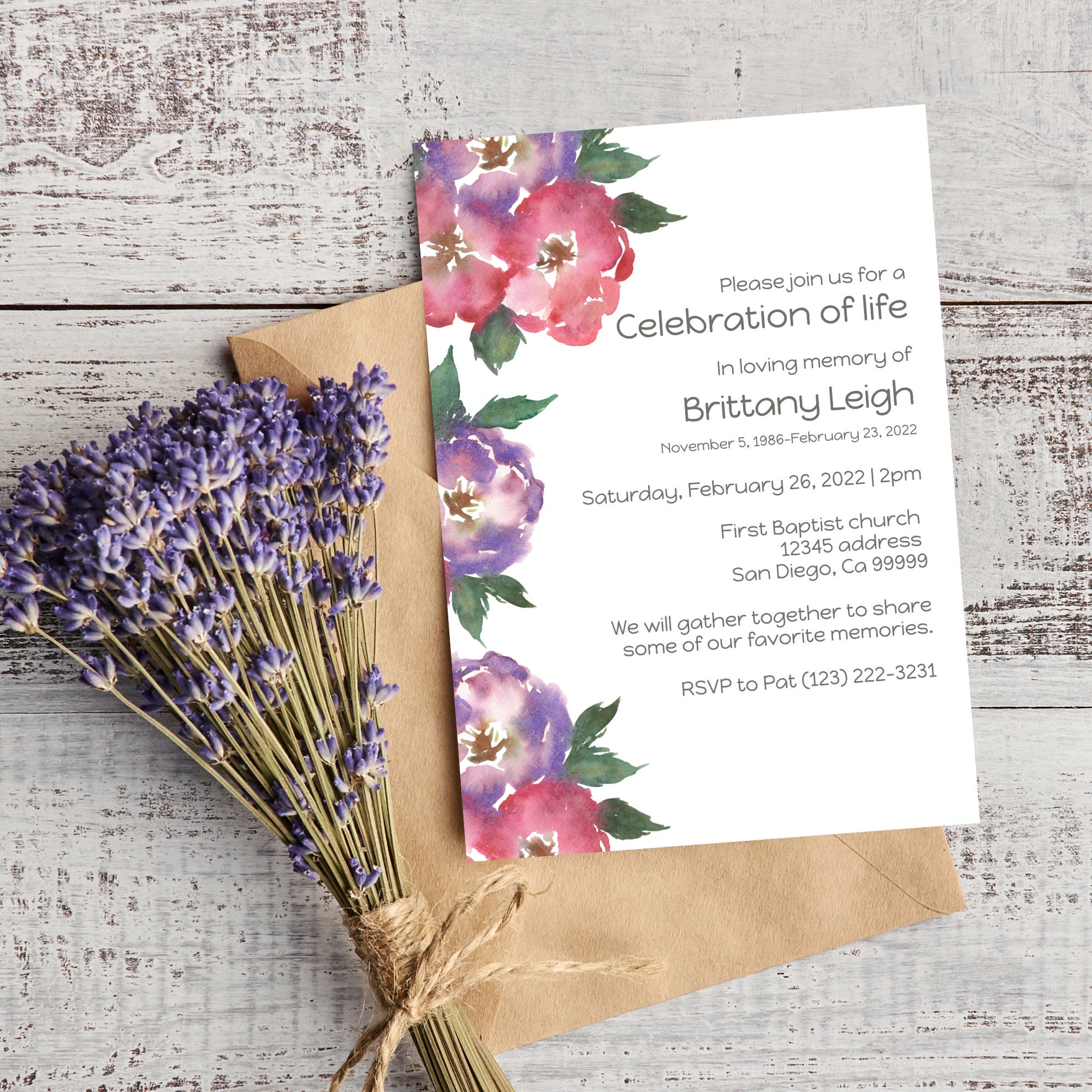 Funeral Invitation, Celebration of Life, Funeral Template, Funeral ...