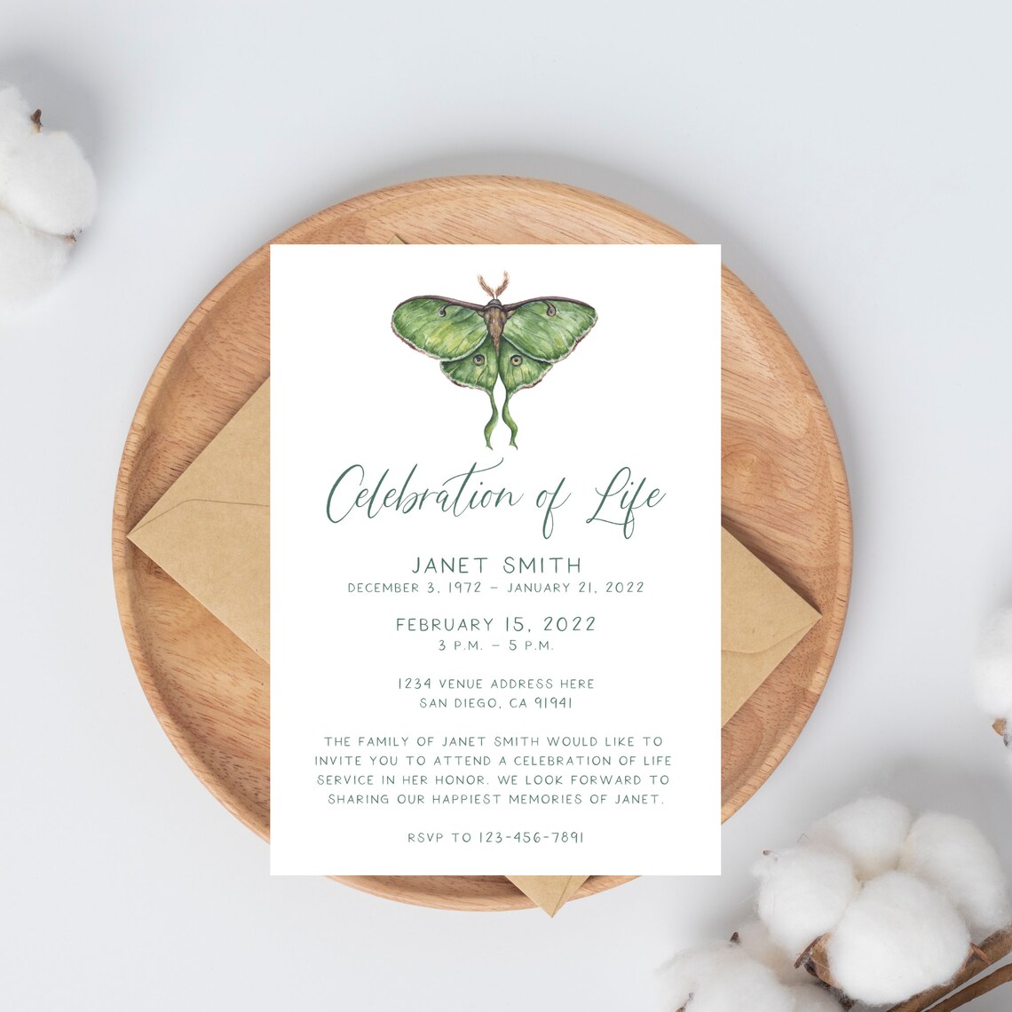 Funeral Invitation, Celebration of Life, Funeral Template, Funeral ...